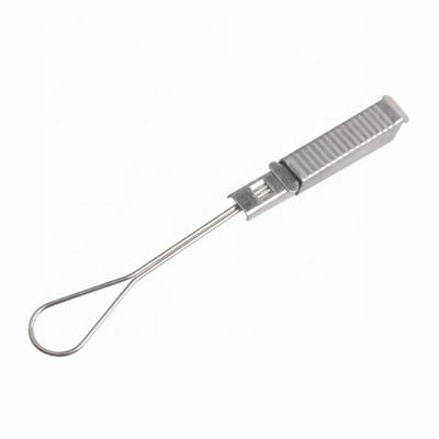 China FTTH Flat Drop Wire Clamp 220mm Length 1.5KN Stainless Steel Tension Clamp for sale