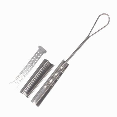 China FTTH Flat Drop Wire Clamp 220mm Length 1.5KN Stainless Steel Tension Clamp for sale