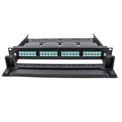 China High Density MPO 1U Fiber Patch Panel 96 Port Rack Mount 4 Cassette Modules for sale