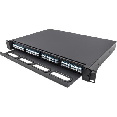 China 1U 96 Core Duplex LC Rack Mount Patch Panel Sliding Fiber With 2 Splice Trays for sale