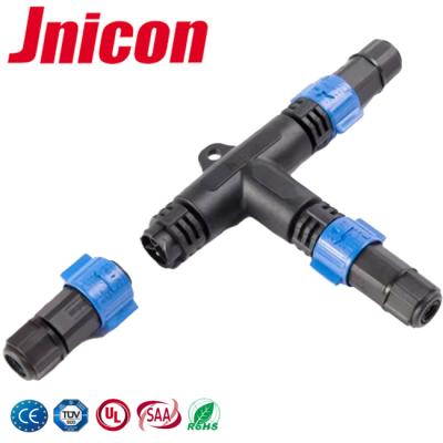 China M19 IP67 Solar Connectors T Type 500V High Voltage Waterproof Connector Push Lock for sale
