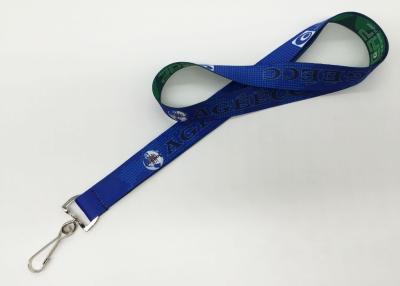 China Blue Background Black Logo Dye Sublimation Lanyards For School ID Card , Good Looking for sale