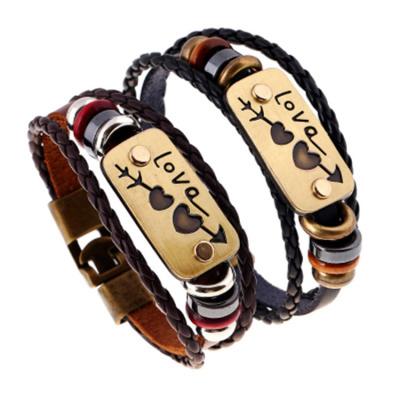 China Top sale good quality wide alloy braided bracelet wholesale for sale