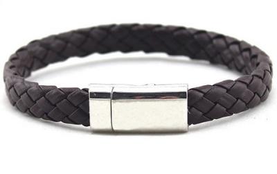China Fashion men bracelet leather with magnetic buckle for sale