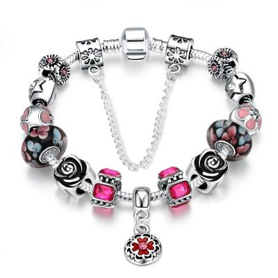 China SJ Vogue Women Jewelry Accessories Colorful Petal Bohemia Ethnic Style Magnet Buckle Charm Glaze Bead Bracelet for sale
