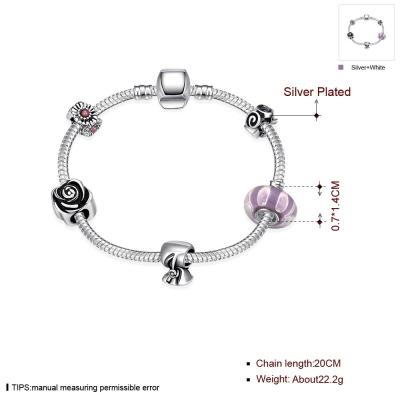 China SJ Best Gift!!! Wholesale Top Quality Cheap Magnet Buckle Glaze Bead Steel Rope Chain Women Jewelry Rose Charm Bead Brac for sale