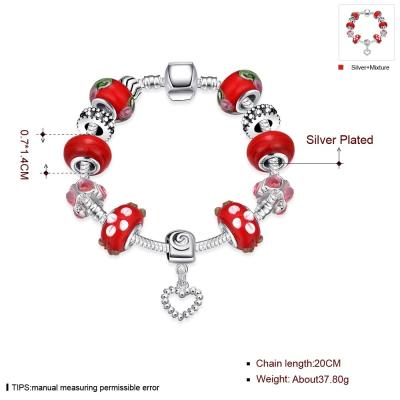 China SJ Cute Vogue Heart Jewelry Glaze Bead Red Petal Ethnic Style Magnet Buckle Cubic Zirconia Women Charm Bead Bracelet for for sale