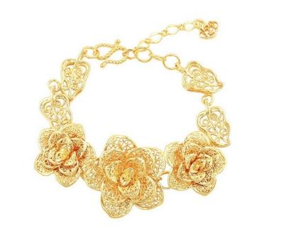 China costume jewelry charm bracelet, gold color 24k gold bracelet, rose copper alloy bracelet for women for sale