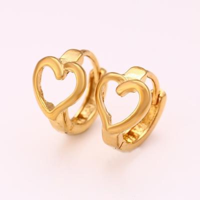 China fashion 24K dubai golden jewelry, latest design heart shaped clip-on earrings for sale