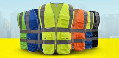 China High visibility workwear safety vest with pockets reflective vest for sale