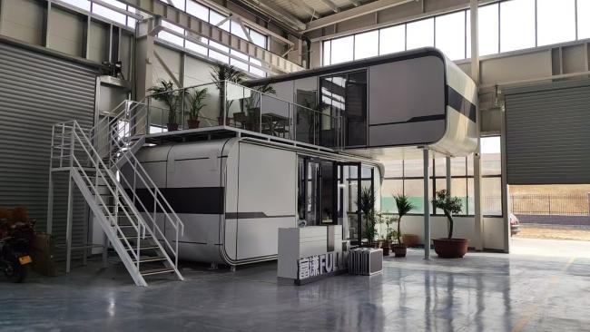 Modular space capsule house exterior view