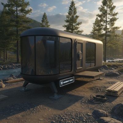China Grade 9 Waterproof Mobile Capsule House with Fluorocarbon Aviation Aluminum Alloy and LED Lights for sale