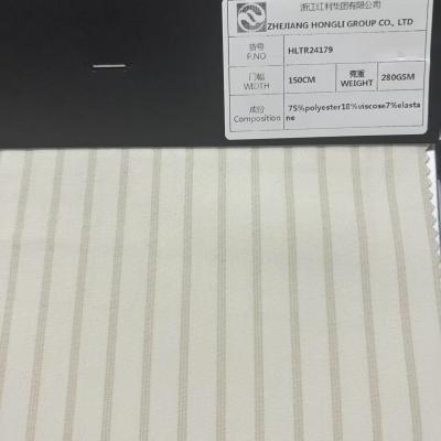 China 75% Recycled Polyester 18%Rayon 7%Spandex Baribe Stripe Fabric for Blazer & Suits for sale