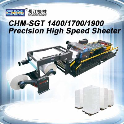 China Automatic Double Rotary Paper Sheeting Machine  Splicing & Pallet Change & Slitting Knife Positioning for sale