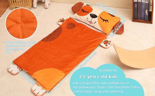 Child using nap mat in preschool setting