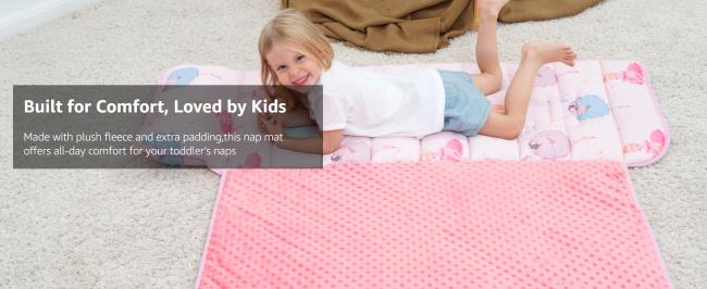 Machine washable customizable nap blanket for kindergarten showing comfortable design