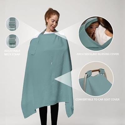 Cina 5 in 1 Muslin Nursing Cover per l' allattamento al seno & Baby Car Seat Cover in vendita