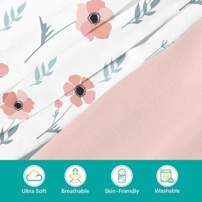 Floral patterned bassinet sheet decorating a nursery