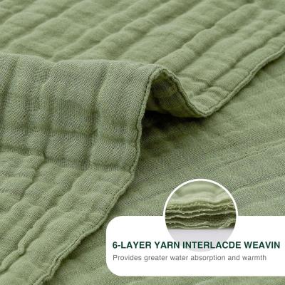 Cina Coperta in garza a strati traspirante verde oliva con stile bohémien in vendita
