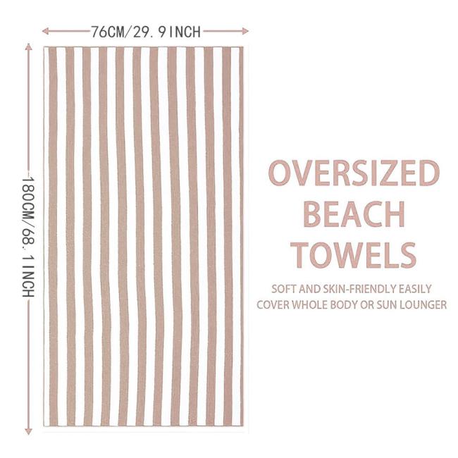 Beach towel folded showing striped design and thickness
