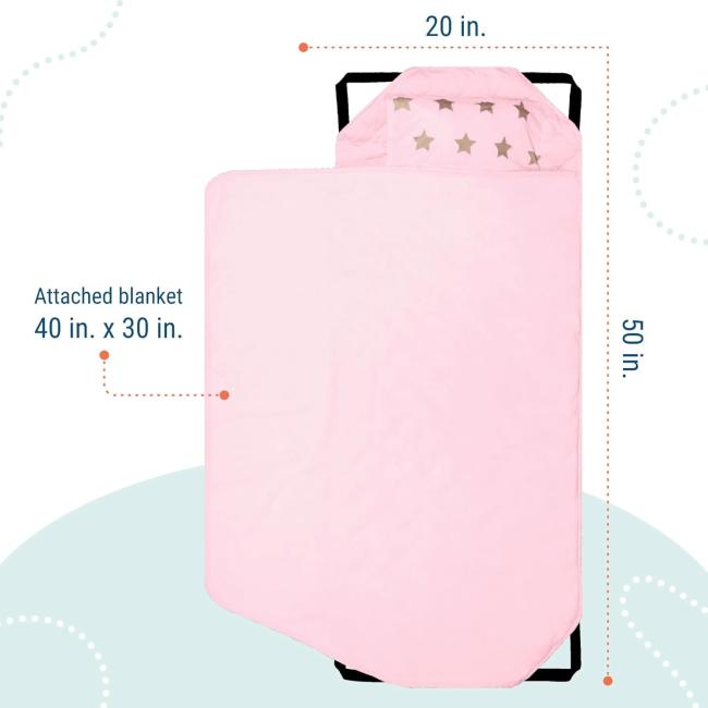 Modern kids nap mat with pillow showing star pattern design