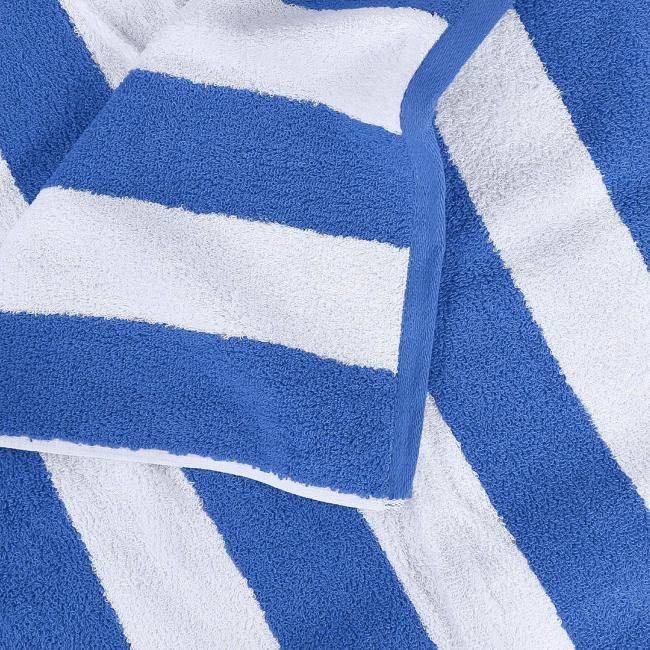 Close-up of beach towel showing soft cotton texture and stripe detail