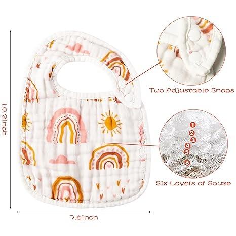 Layered muslin fabric showing absorbent construction of baby bib