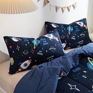 Close-up of space rocket bedding texture