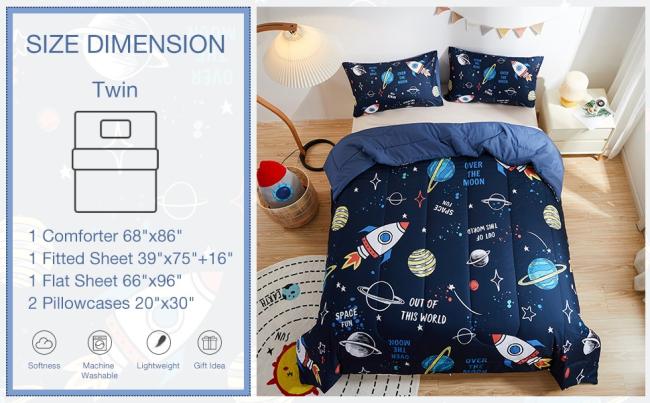 Space rocket bedding set showing detailed pattern