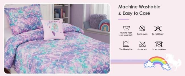 Comforter set being washed in a washing machine