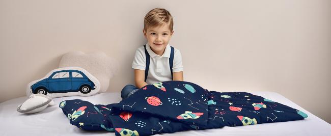 Space & Star toddler nap mat set with removable pillow