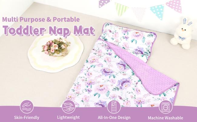 Toddler nap mat with floral pattern