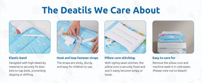 Nap mat with straps and handles for daycare use