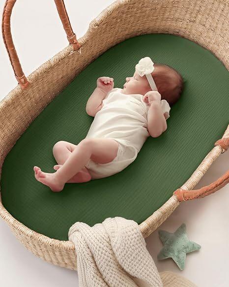 Quality Gauze Bassinet Sheet Set Ultra Soft Modern Style With Multiple Colors for sale
