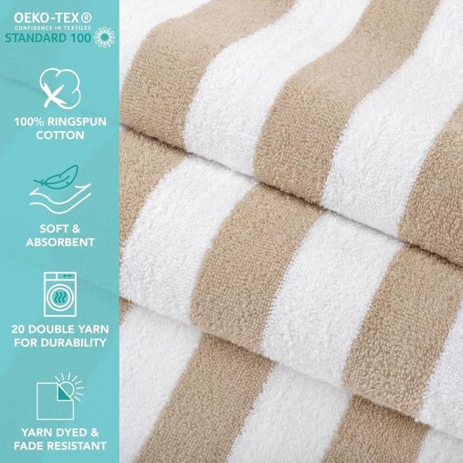 Close-up of cotton beach towel showing texture and striped pattern