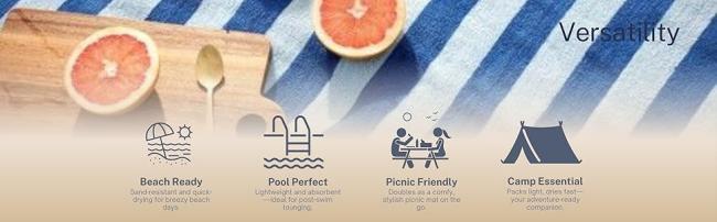 Set of two striped beach towels showing coordinated design