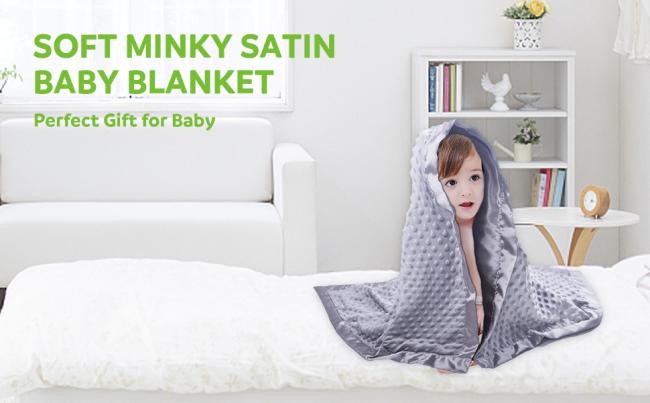 Baby Soft Minky Dot Blanket showing grey color and texture