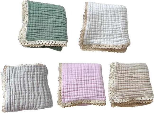 Assortment of gauze blankets in different colors