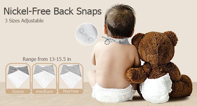 Adjustable snaps on baby bib