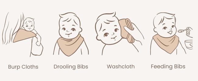 Baby bib being used as burp cloth