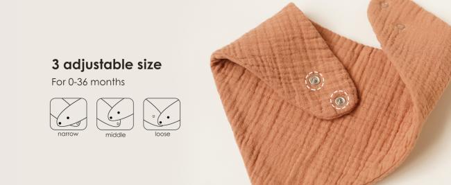 Close-up of adjustable snaps on baby bib