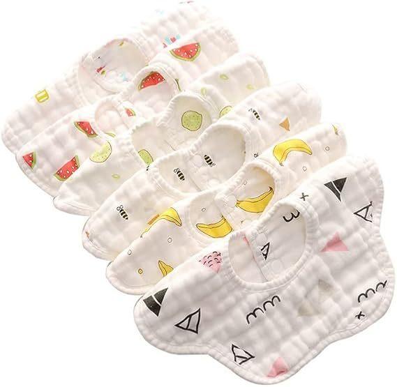Quality 6-Piece Absorbent Muslin Bibs Skin Friendly Multiple Colors For Easy Washing for sale