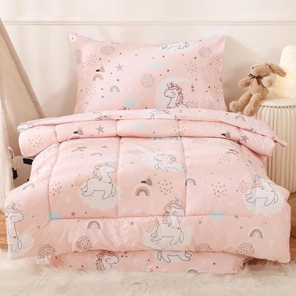 Quality Pink Unicorn Toddler Microfiber Bedding Set - 4 Piece Comforter & Sheets for sale