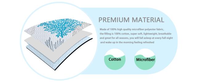 Detail of quilt fabric showing soft texture and quality stitching