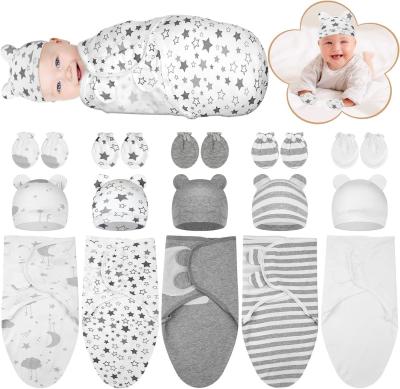 China 5-Pack Cotton Preemie Swaddle Set with Hat & Mittens 24x18.5 inches for sale