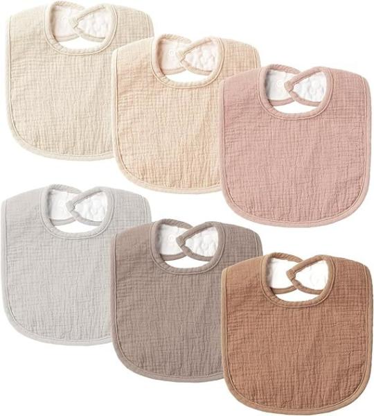 Quality 6-Pack Muslin Baby Bibs for Unisex，Cotton Baby Drool Bibs for Drooling and Teething for sale