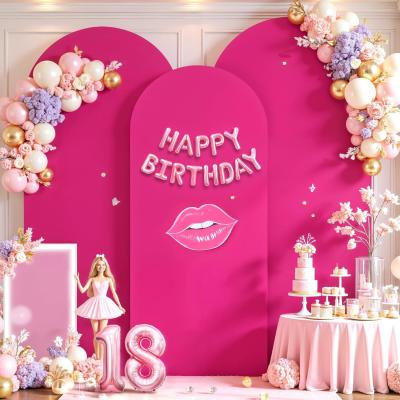 China Hot Pink Arch Cover 3 Set,Spandex Fitted  Arch Stand Covers  for  Party Background Decorations for sale