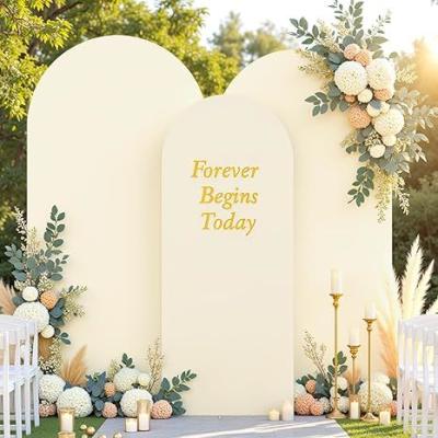 China 3 Piece Beige Arch Covers Set, Arch Backdrop Cover Spandex Wedding Arch Stand Covers for sale