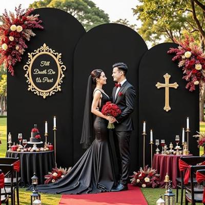 China 3 Piece Black Arch Covers Set, Arch Backdrop Cover Spandex Wedding Arch Stand Covers for sale