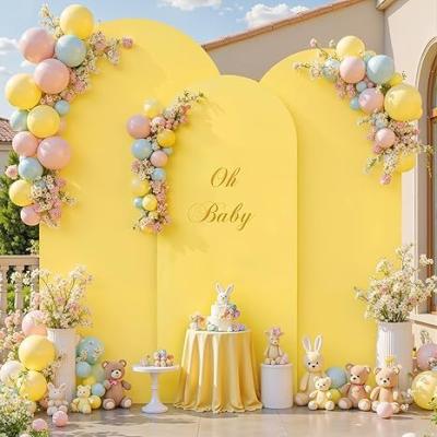 China Yellow Wedding Arch Backdrop Covers 3 Piece, Round Top Cover For Birthday Party Ceremony for sale